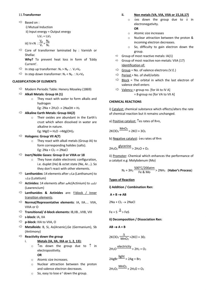 Some important formulae - Online Science Notes